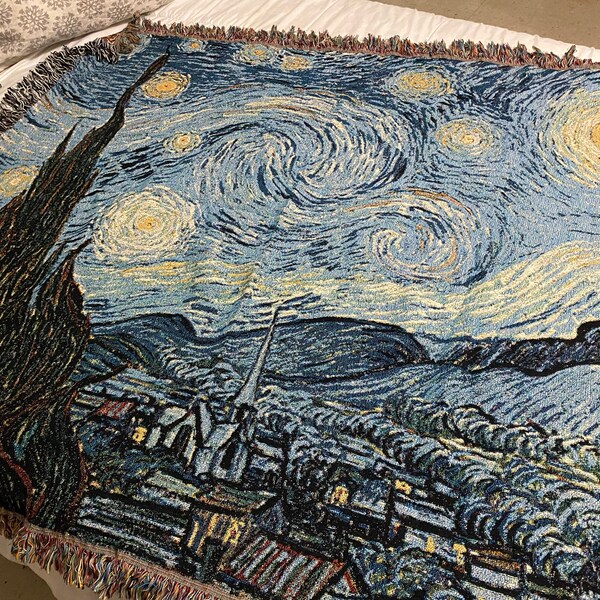 Starry Night, Van Gogh Blanket, Woven Blanket, Art Woven Blanket ...
