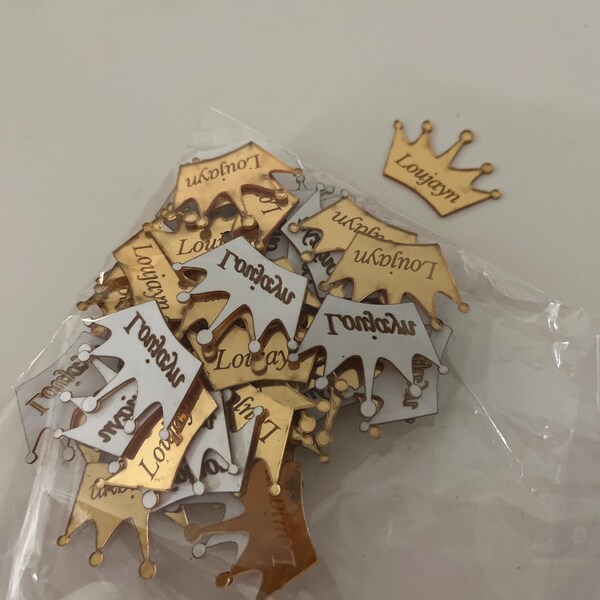 30pcs Small Crown Engrave Name Custom Acrylic Mirror Sticker for ...