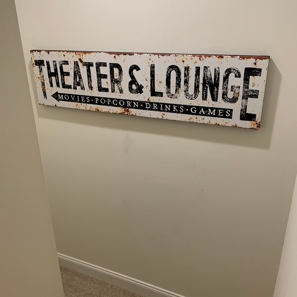 Modern Farmhouse Wall Decor Family Theater Sign Large Rustic Wall Art ...