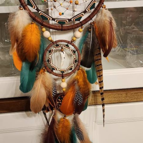 Native American Gift Authentic Dream Catcher Natural Bird Feathers and ...