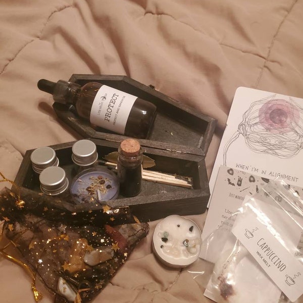 Protection Altar Kit Coffin Box Beginner Baby Witch Kit Witchcraft ...