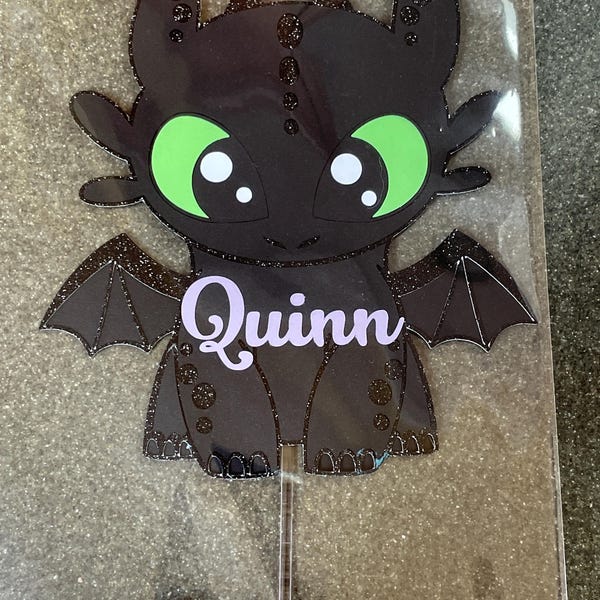 Toothless How to Train Your Dragon Night Fury Customizable Cake Topper ...