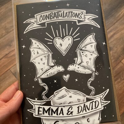 Bats Wedding Card ANY NAME Custom Congratulations Personalised Wedding ...