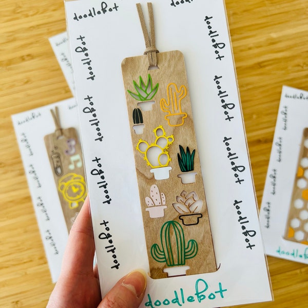Wood Bookmark, Gift for Book Lovers, Cactus Bookmark, Succulent ...