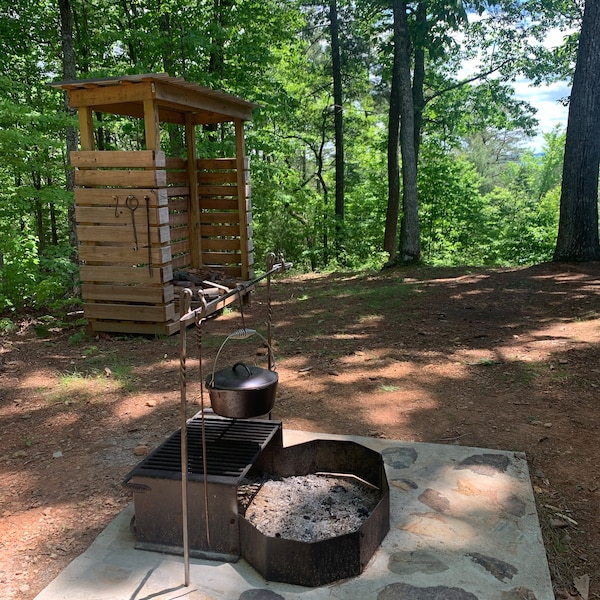 Hand Forged Campfire Cookset With Adjustable Swing Arms (heavy Duty ...