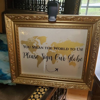 World Map Guest Book Globe Sign, Sign Our Guest Globe Sign, Travel ...