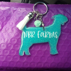 Customizable Show Goat 4H Glitter Keychain, Personalized Goat Keychain ...