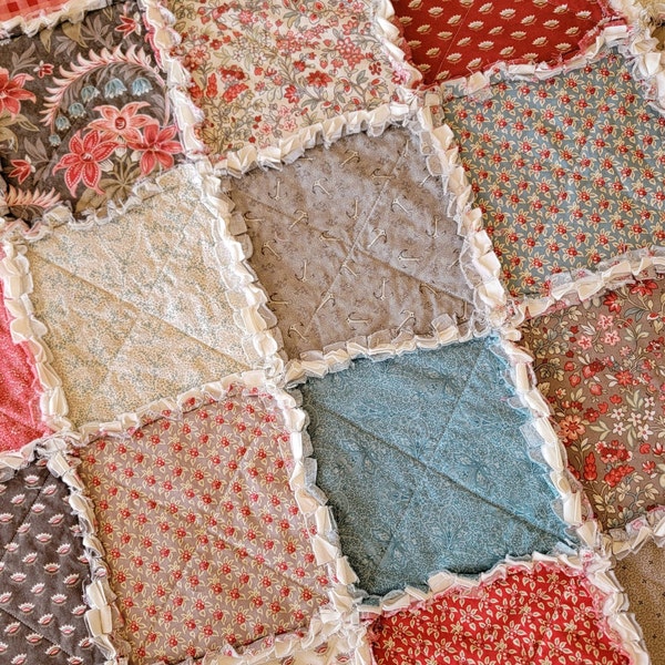 American Heritage Large Rag Quilt Throw Navy Blue, Cornflower Blue ...