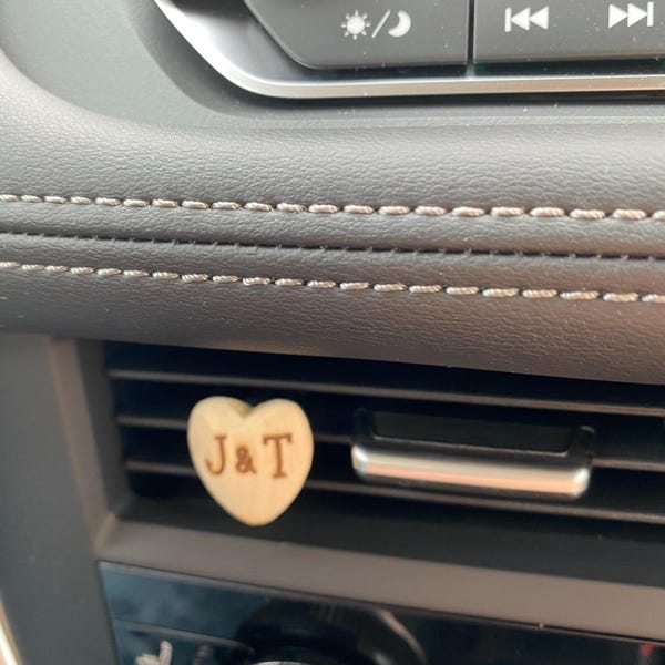 Two Letters Wooden Heart Air Vent Clip Accessory With Couples Initials ...