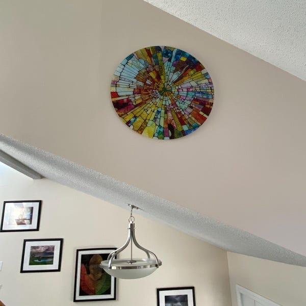 Tempered Glass Wall Art-stained Round Wall Art Gift-circle Wall Art ...
