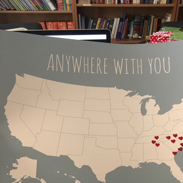 United States Map | Romantic Gift for Him | Unframed Couples Travel Map ...