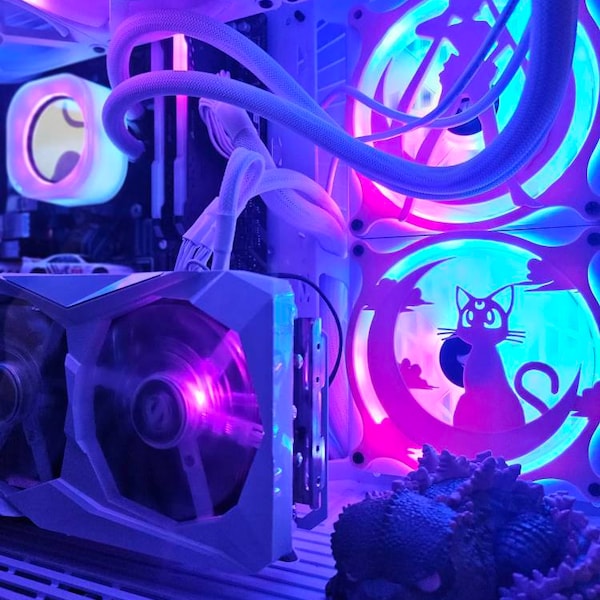 Crescent Moon Cat Gaming Computer Fan Shroud / Grill / Cover - Custom ...