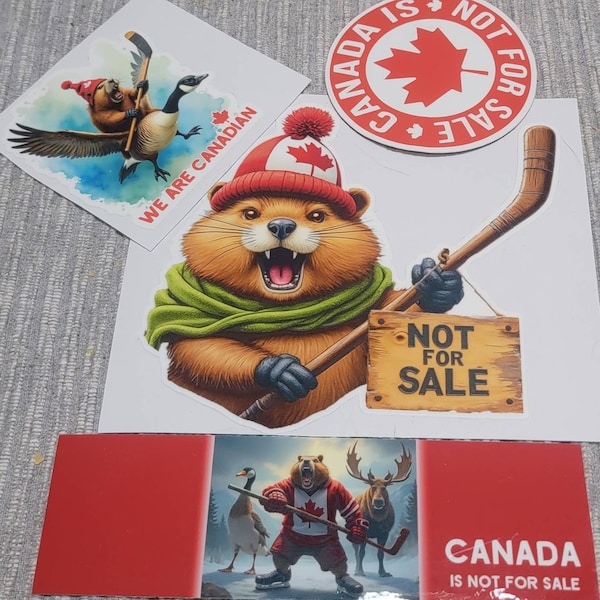 We Are Canadian Elbows Up! Angry Beaver Flying Goose Bumper Sticker ...