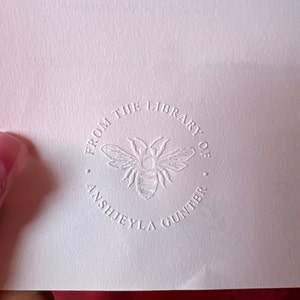 Bee Book Embosser Personalized Bee Library Embosser Stamp Rubber Stamp ...