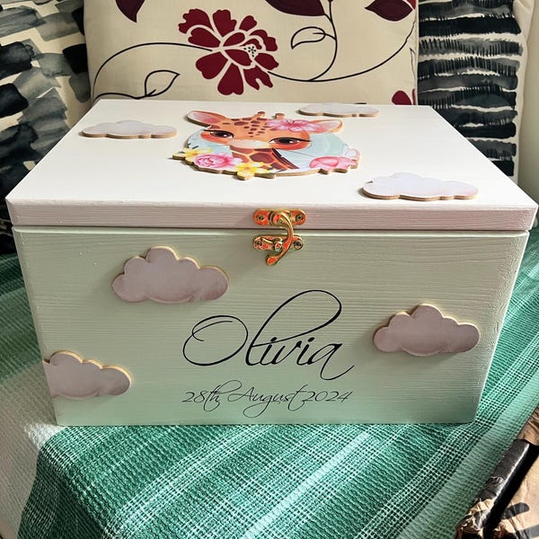 Personalized Baby Memory Box, Natural Wood Baby Keepsake Box, Gift for ...