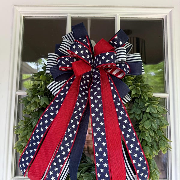 Ribbon Set for Fourth of July, Ribbon Bundle in Red White and Navy Blue ...