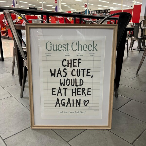 Chef Was Cute Guest Check Poster Trendy Wall Art Prints Kitchen Decor ...