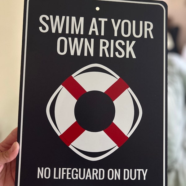 Life Preserver Sign, Swim at Risk Sign, Lifeguard Gift, Lifeguard Sign ...