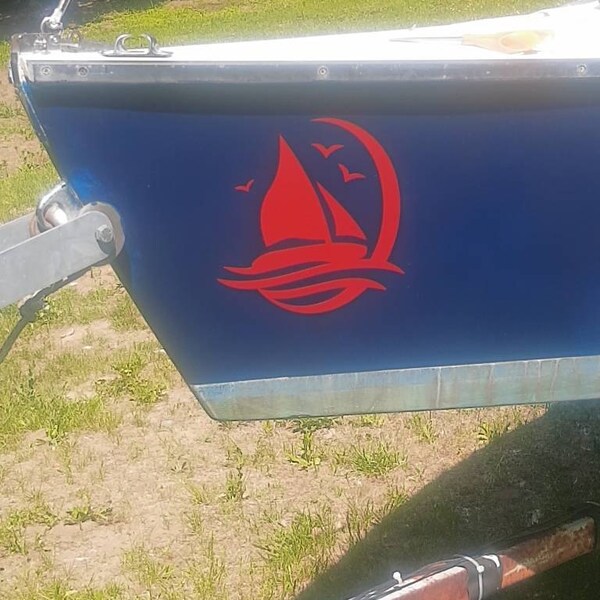 Sail Boat Vinyl Decal Sticker Deep Sea Fish Fishing Ocean Boating - Etsy