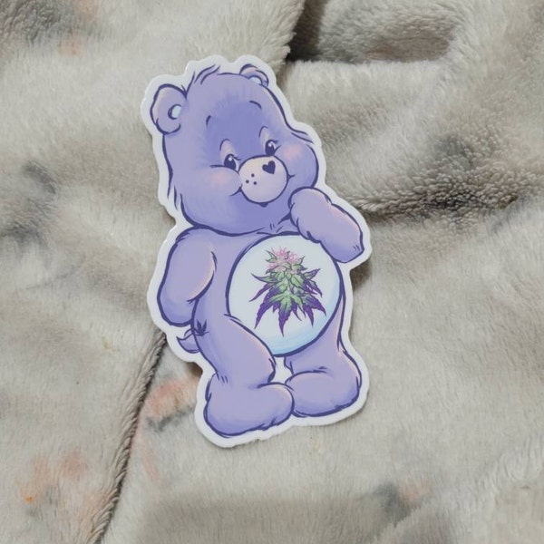 Kush Bear Vinyl Weed Sticker - Marijuana, Cannabis Art Decal, Stoner ...