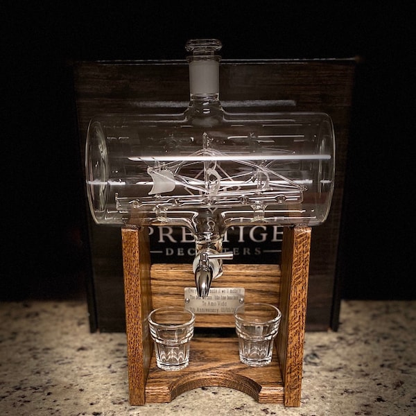 Personalized Ship Whiskey Decanter - Sailboat in a Bottle Kitchen Decor ...