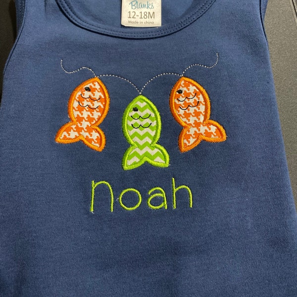 Fish Applique Design - Fishing Applique Design - Beach Applique Design ...