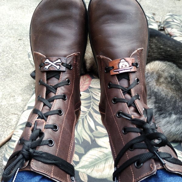 Leather Boot Charms, Skull, Alien, Tooth, Crossbones, Hand Tooled, Folk ...