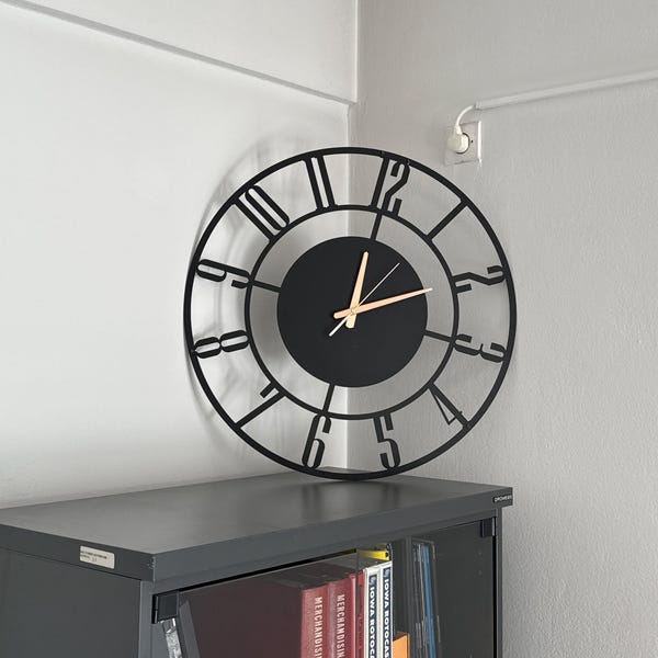 Unique Latin Numeral Compass Metal Wall Clock, Extra Large Modern ...