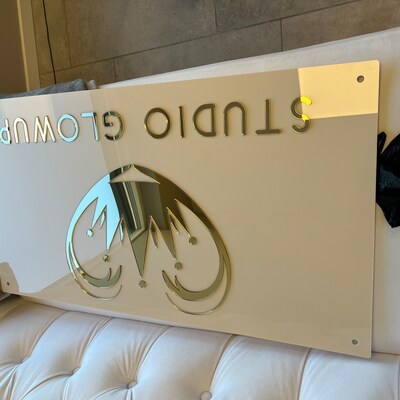 Gold Mirror Acrylic Circle Custom Sign With White Letters - Etsy