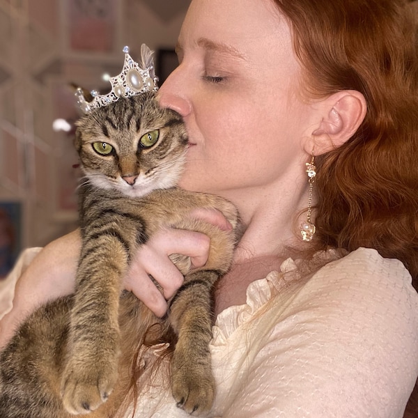 Pet Tiara Crown: Silver Pearl Crystal Cat Dog Necklace - Etsy