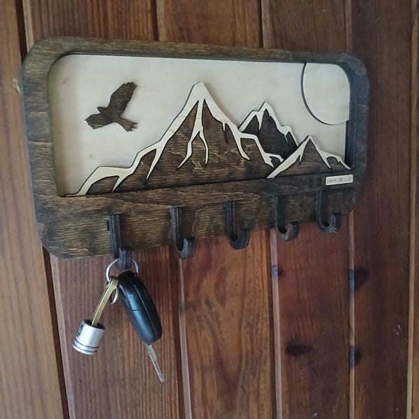 Mountains Wooden Key Holder I Home Decoration I Wall Key Chain Hanger I ...