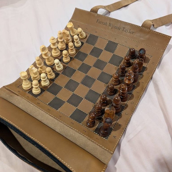 Chess Set, Chess Roll, Handmade Chess, Wood Chess Pieces,travel Chess ...