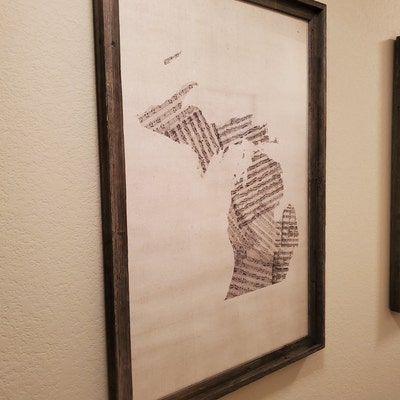 Michigan Map Old Sheet Music Map of Michigan USA Art Print - Etsy