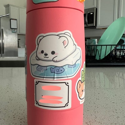 Cute Relaxing Polar Bear Stickers, Ice Bear Sticker, Waterproof Vinyl ...
