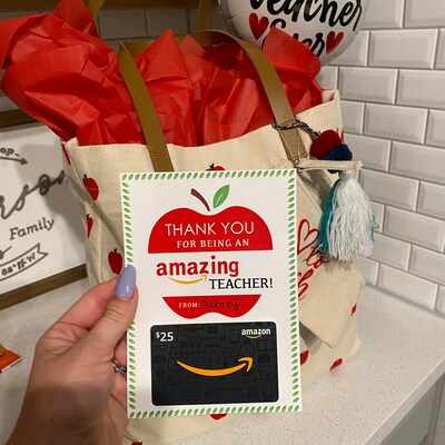 Thank You for Being an Amazing Teacher Card,printable Amazon Gift Card ...