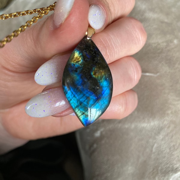 Labradorite Necklace Gold, Labradorite Pendant, Labradorite Jewelry ...