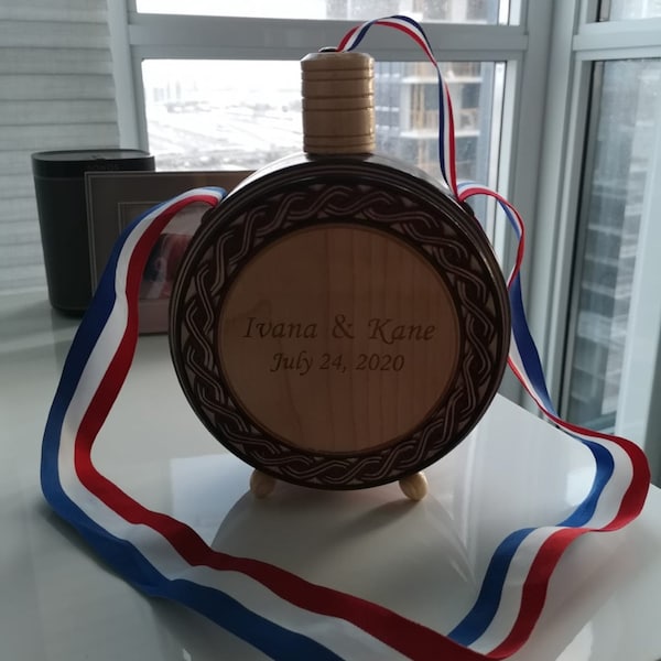 Croatian Cuturica, Size L, 500ml, Old Grb, Wooden Flask, Customized for ...