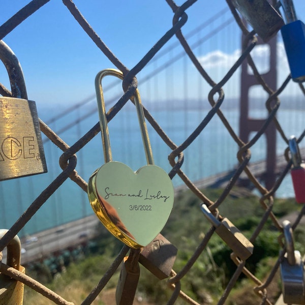 Engraved Heart Love Lock With Key Travel Bridge Love Locks for ...