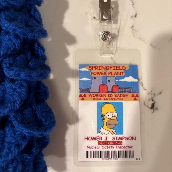 Homer Simpson of the Simpsons Springfield Power Plant ID Card Badge ...