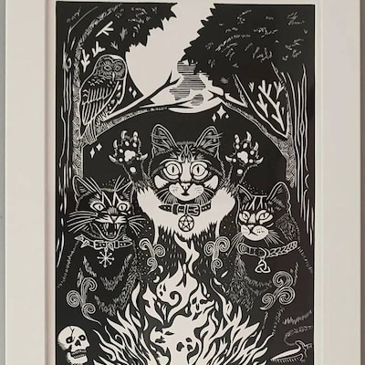Vampire Bat Linocut Print From My 'horror High' - Etsy UK