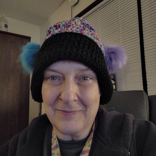 Foldable Brim Striped Droopy Eared Slouch Beanie CROCHET PATTERN ...