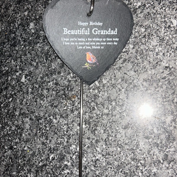 Best Dad in the World Memorial Slate Fathers Day Hanging Plaque on Rod ...