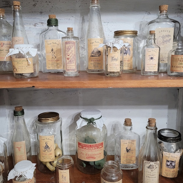 Set of 12 Elixir Syrup & Remedy Vintage Victorian APOTHECARY LABELS ...