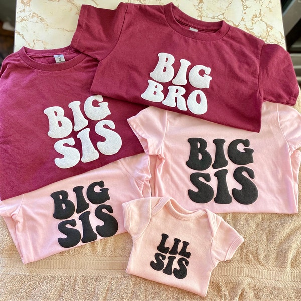 Groovy Siblings SVG File, Lil Bro Lil Sis Big Bro Big Sis T-shirts ...