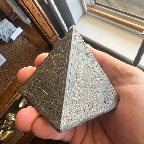 Egyptian Statue Pyramid / Pyramidion Featuring the Sun God Ra and ...