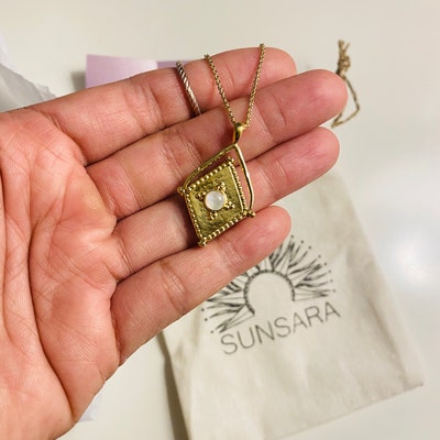 Lovers Locket 14K Gold Diamond Shaped Double Pendant Womens Locket ...