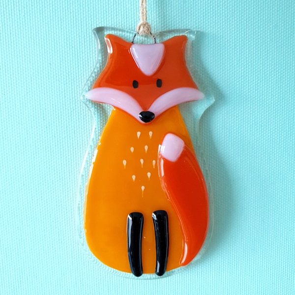 Fused Glass Fox Ornament – Woodland Animal Christmas Decoration ...