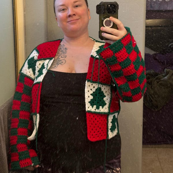 Christmas Crochet Cardigan Pattern: PDF Crochet Cardigan Pattern, Holiday Sweater, Size ...