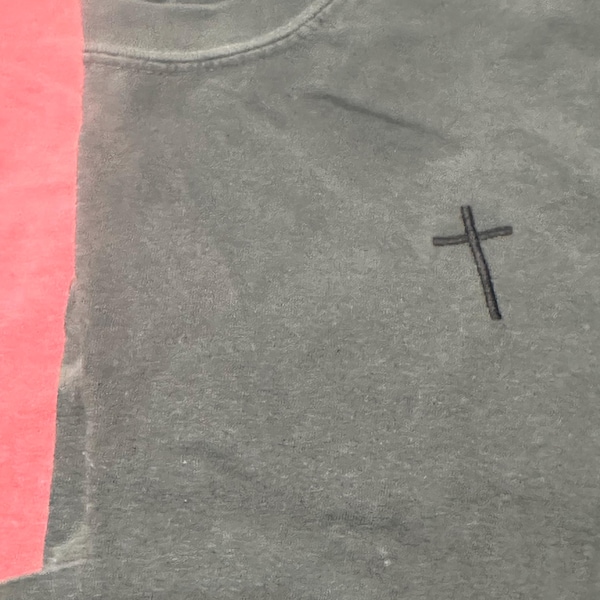 Cross Embroidered Long Sleeve Shirt, Comfort Color, Christian Clothing ...