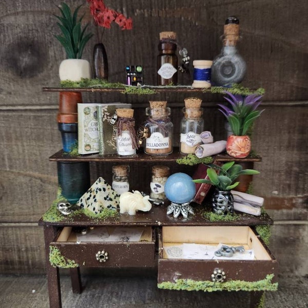 DIY KIT | Miniature Fairy Witch Desk | Dollhouse Apothecary Desk ...
